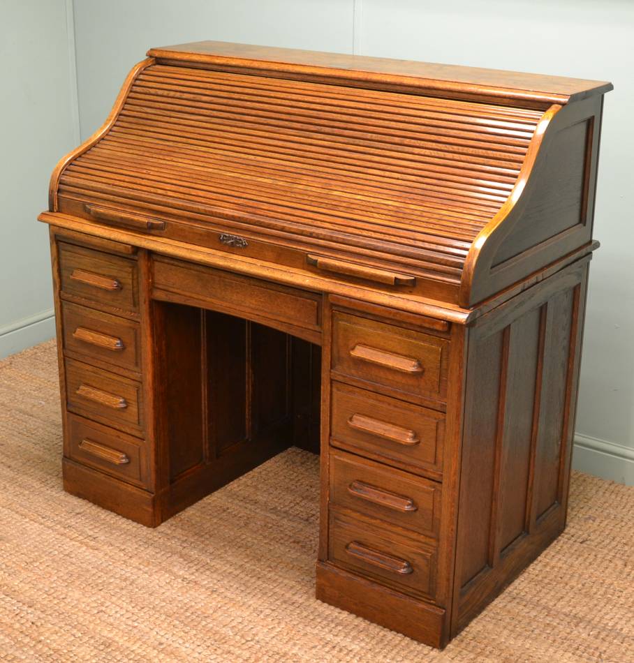 Edwardian Oak Roll Top Desk Presented To A Mr Henry Robinson