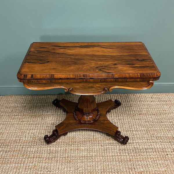 Spectacular William IV Rosewood Antique Card Table - Antiques World