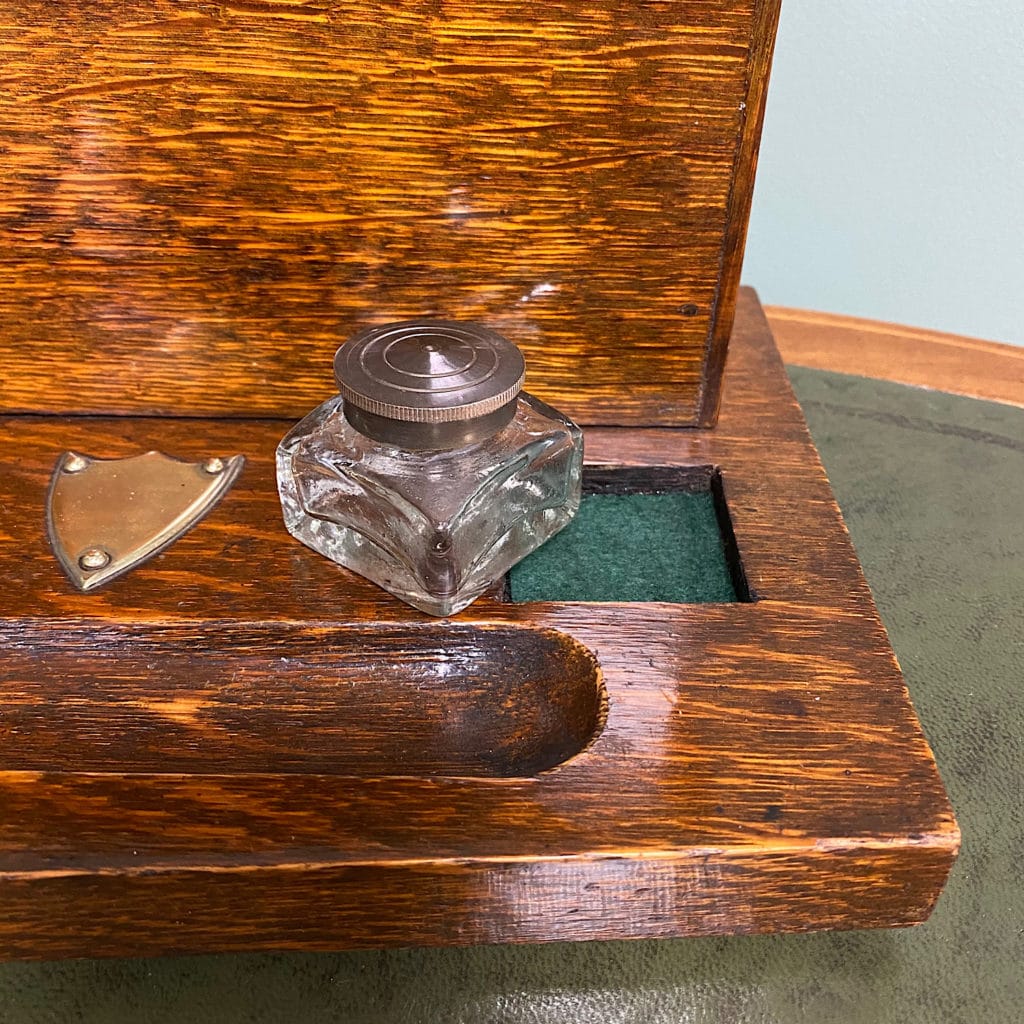 Quality Victorian Oak Antique Stationary Box - Antiques World