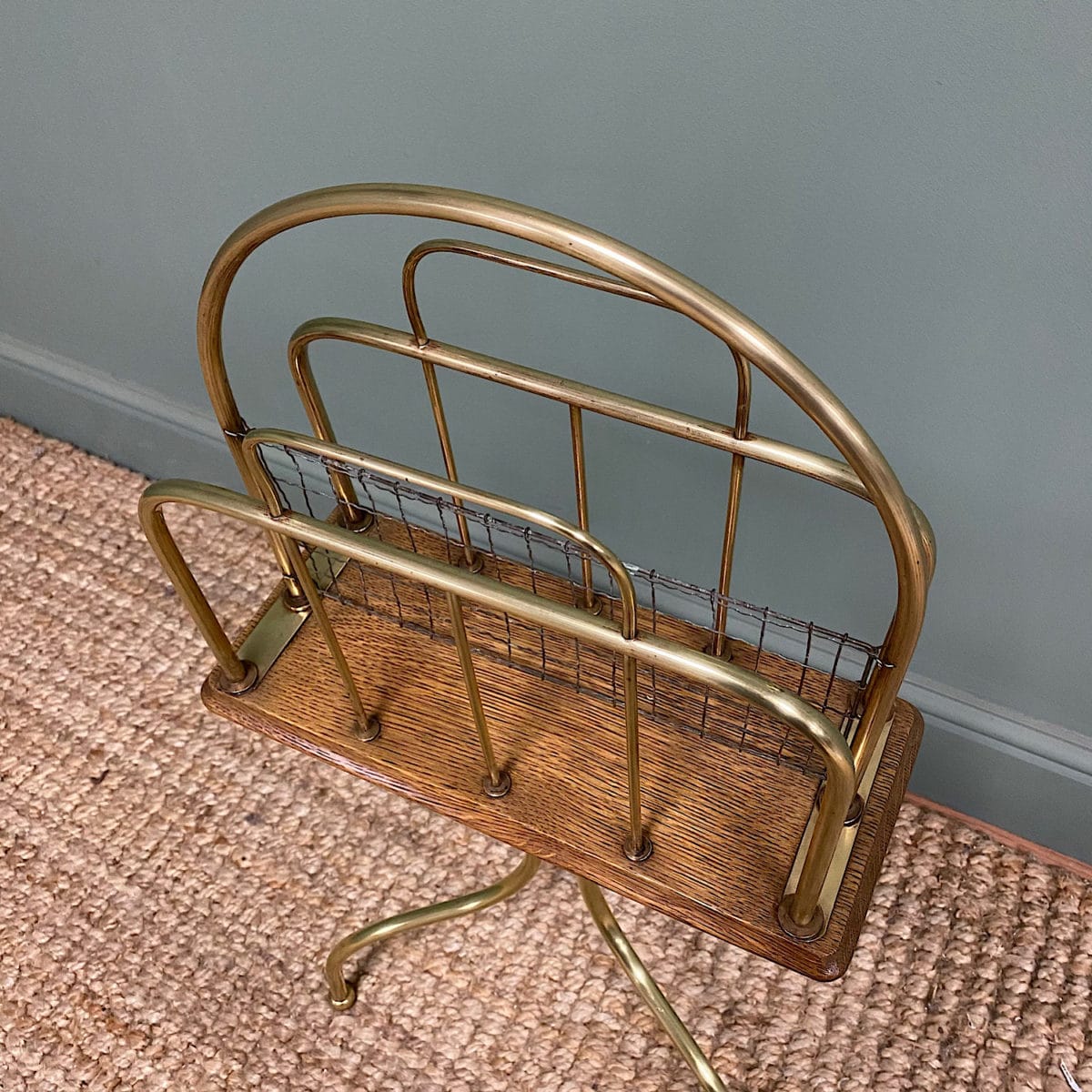 Antique Edwardian Brass & Oak Revolving Book Stand - Antiques World