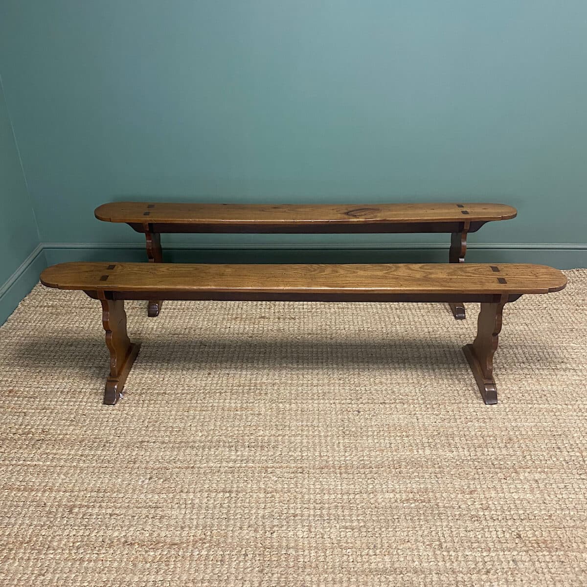 Pair of Period Elm Antique Benches - Antiques World