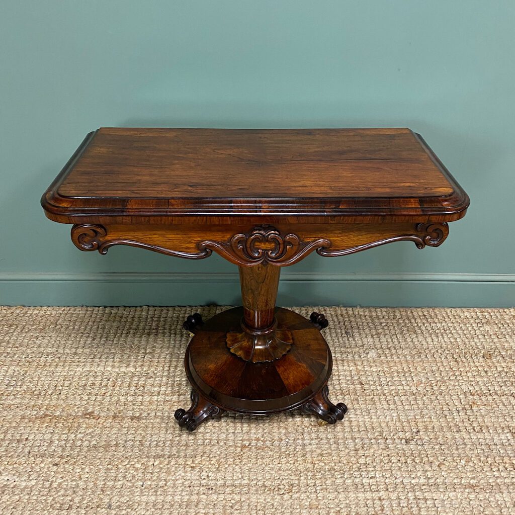 Stunning Antique Victorian Rosewood Card Table - Antiques World