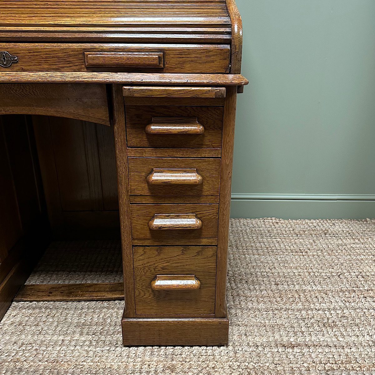 Quality Antique Oak Roll Top Desk By Lebus - Antiques World