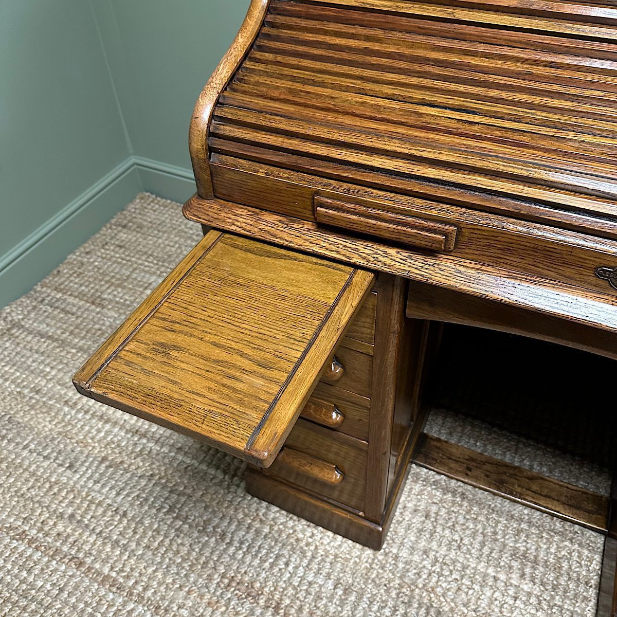 Quality Antique Oak Roll Top Desk By Lebus - Antiques World