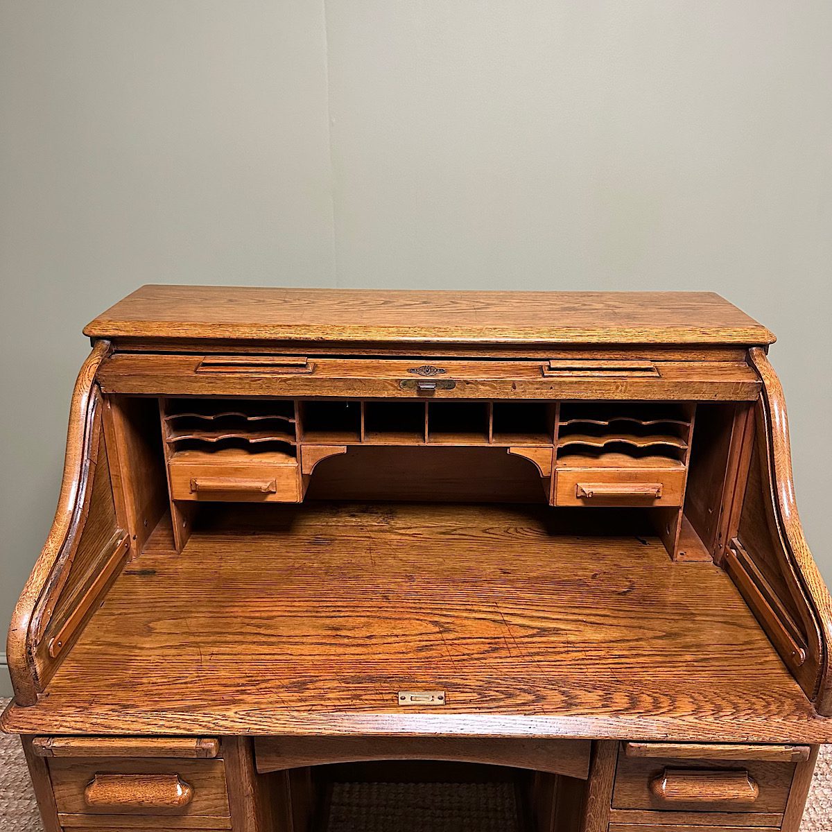 Quality Antique Oak Roll Top Desk By Lebus - Antiques World