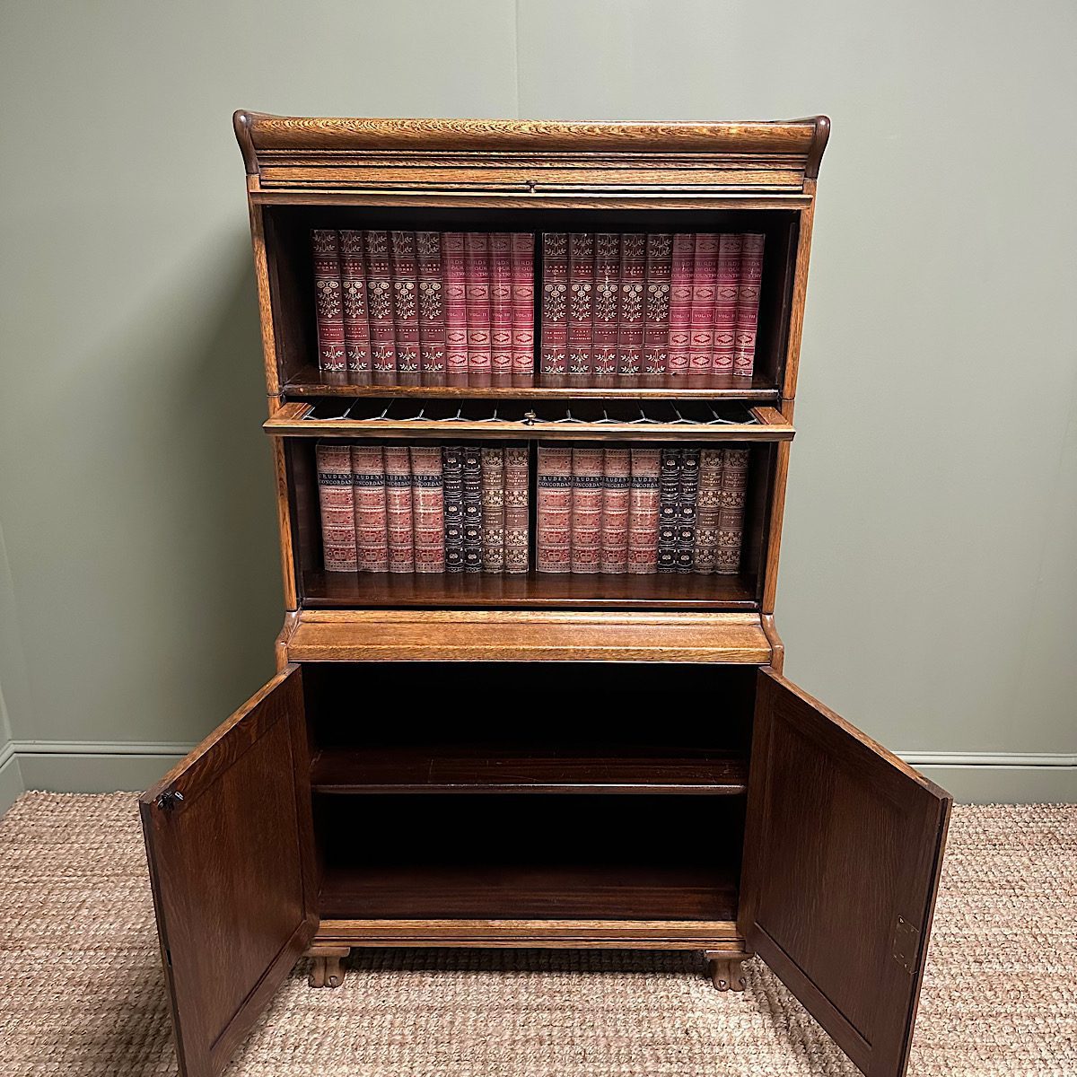 Stunning Edwardian Oak Stacking Antique Barrister Bookcase - Antiques World